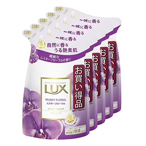 LUX(ラックス) ボディソープ ムスキーフローラル 詰替え用 300g×5個 おまけ付き ボディーソープ 繊細なムスキーフローラルの香り(香料配合 : noe5ddb94ce8f4681 ...