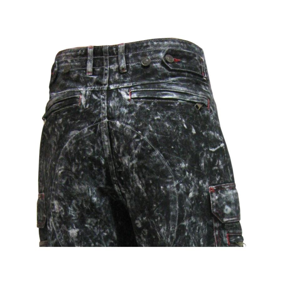 DIESEL ディーゼル ストレート カーゴジーンズ マーブルウォッシュ&シルバートッピング アシンメトリーデザイン D-FISH ...