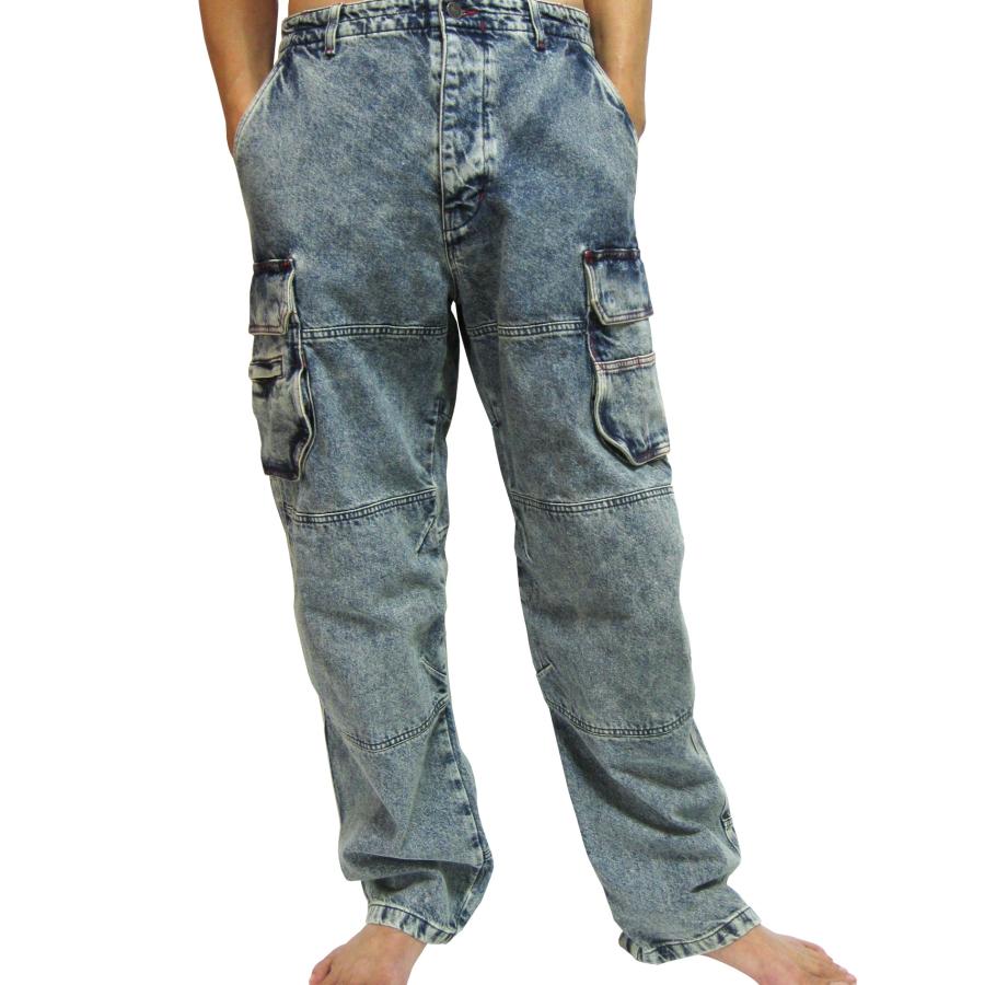 DIESEL ディーゼル ルーズフィット ストレート アシンメトリーポケット カーゴジーンズ D-FISH A09535 0EMAN ...