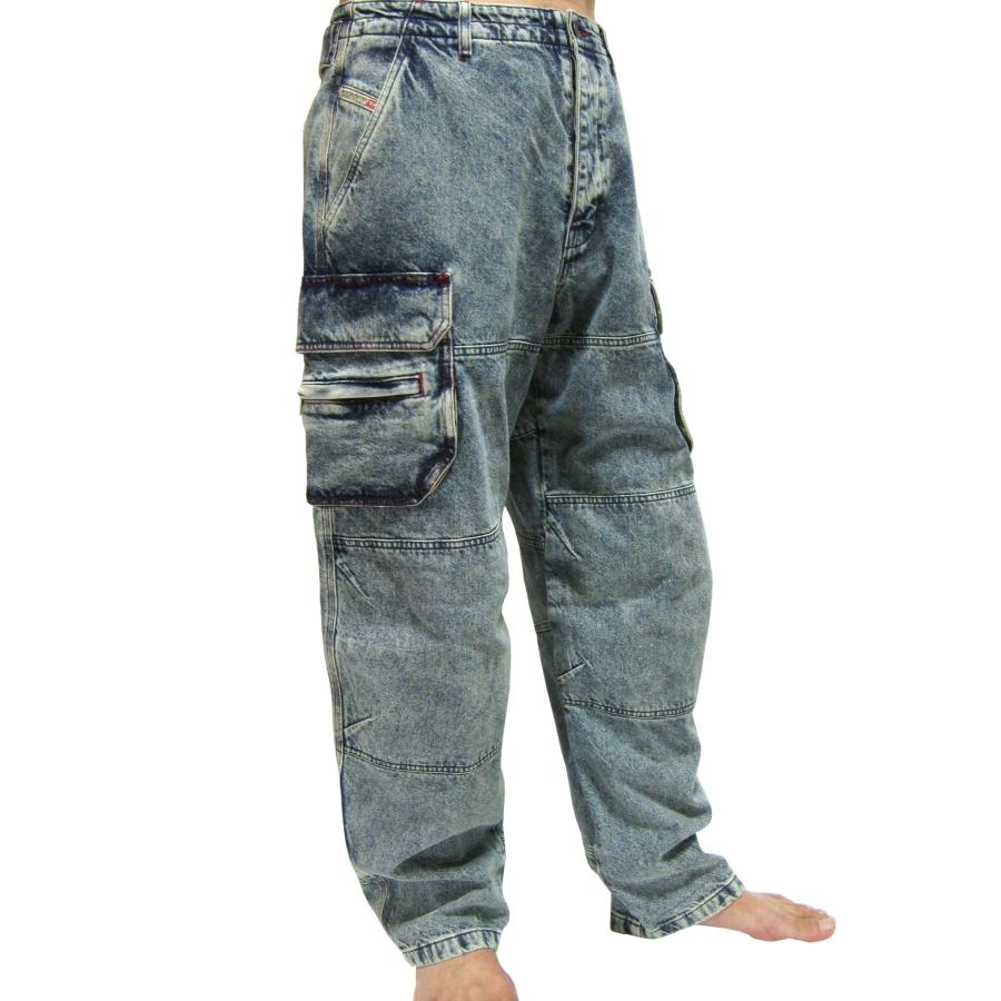 DIESEL ディーゼル ルーズフィット ストレート アシンメトリーポケット カーゴジーンズ D-FISH A09535 0EMAN ...