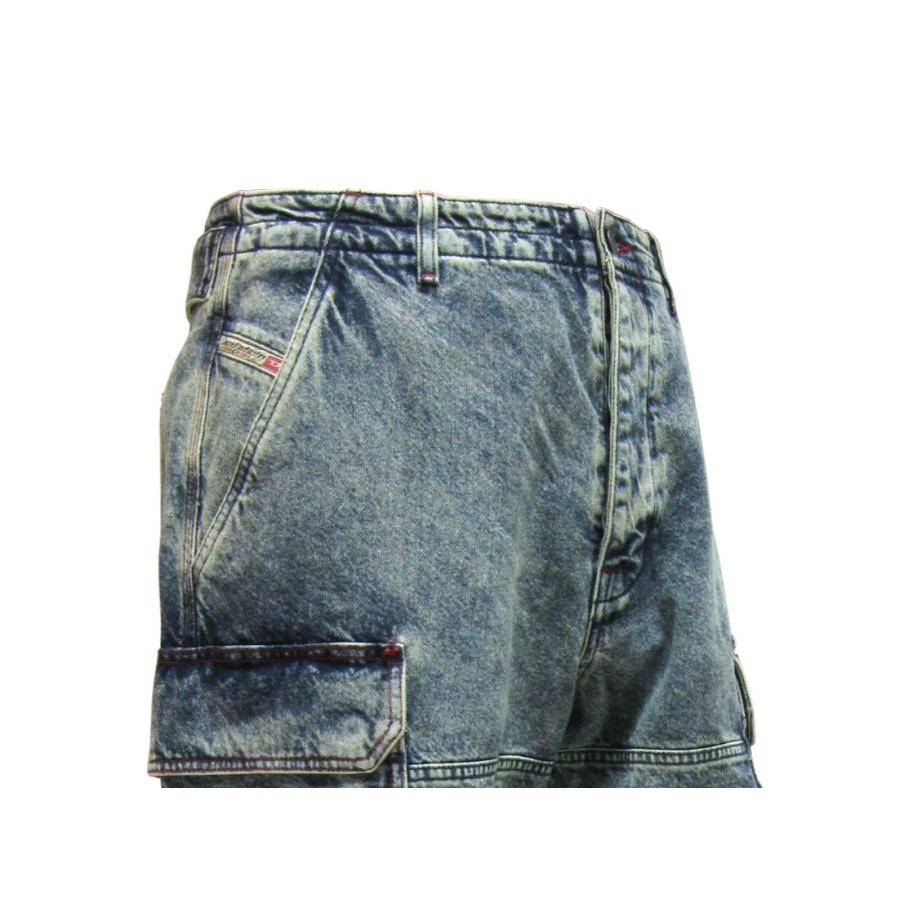 DIESEL ディーゼル ルーズフィット ストレート アシンメトリーポケット カーゴジーンズ D-FISH A09535 0EMAN ...