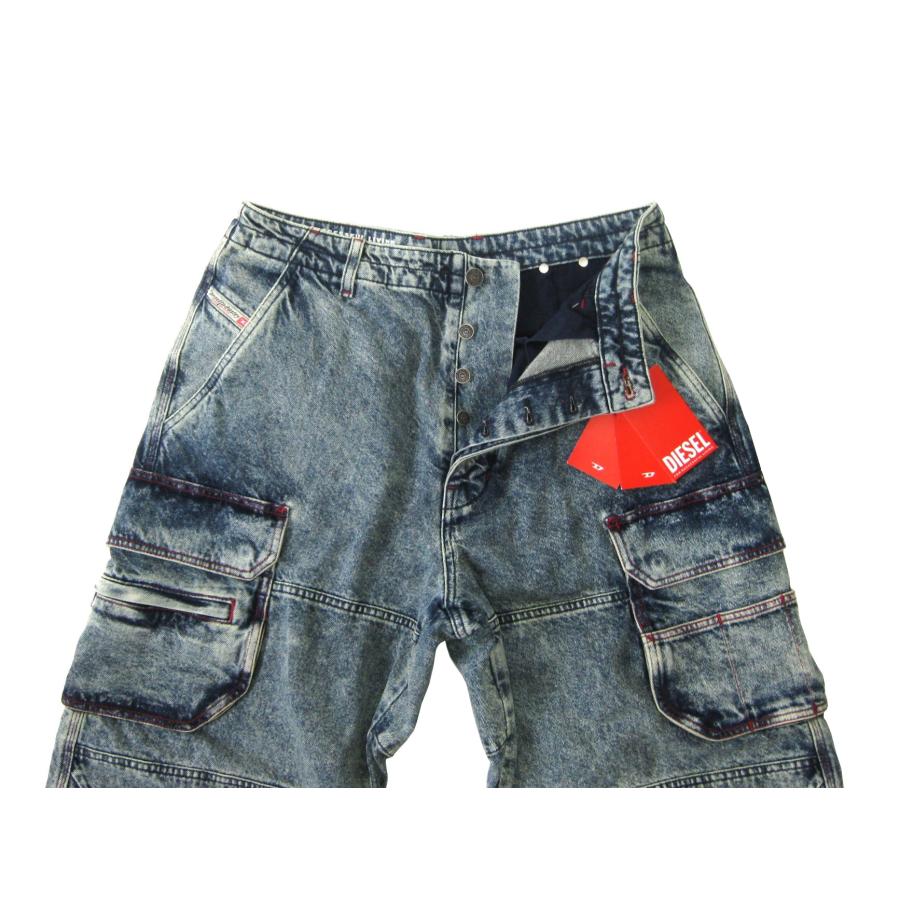 DIESEL ディーゼル ルーズフィット ストレート アシンメトリーポケット カーゴジーンズ D-FISH A09535 0EMAN ...