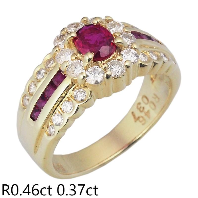 音羽屋 ルビー/0.46ct 0.37ct ダイヤ/0.57ct K18YG デザイン リング 11.5号 ソーティング付き 仕上済【中古】 : 質音羽屋Yahoo!ショッピング店 - 通販 ...
