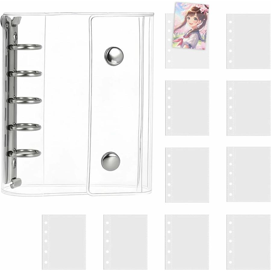 シールバインダー シール帳 透明 はがせる シール手帳 キラキラ輝く 透明シール帳 バインダー M5/A6/A7 女の子 はがせるシール収納 ホログラム クリアバインダー : ouden水屋 ...