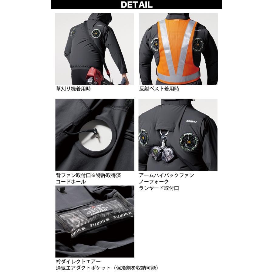 BURTLE バートル エアークラフト 2025年モデル ACベスト（ユニセックス） AC2034 単品 UVカット AIRCRAFT フルハーネス 電動ファン用ウェア バイバックファン ...