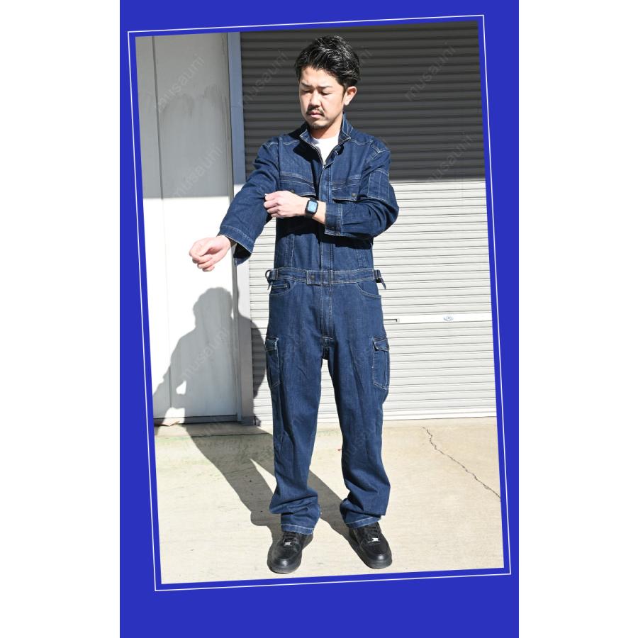 EDWIN オーバーオール 81008 S-3L 10.7oz 厚地 つなぎ ツナギ ストレッチデニム エドウイン 海外生地 オールシーズン 綿ポリエステル 作業服 作業着 山田辰 ...