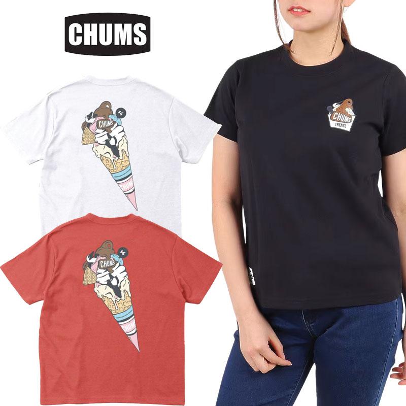 CHUMS チャムス Tシャツ 半袖 チャムスアイスクリームショップTシャツ Ice Cream Shop T-Shirt CH01-2193 White メンズ アウトドア : アウトドア ...