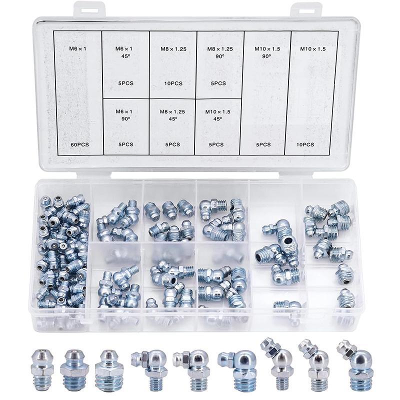 110PC グリースニップルセット ストレート・45°・90° M6/M8/M10 工業・自動車など多用途 ODGN2-B263 : b263 : OutDoor Garage - 通販 ...