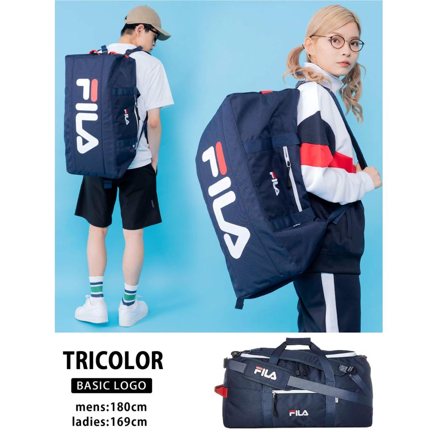 FILA フィラ ボストンバッグ 3way 大容量 50L リュック スポーツ 修学旅行 林間学校 1泊 2泊 メンズ レディース 子供 小学生 内ポケット4つ 大きいロゴ : Karlas ...