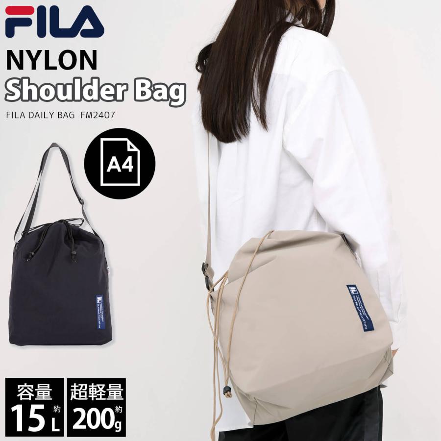 FILA 【在庫限りセール】FILA フィラ ショルダーバッグ ドローストリング メンズ レディース 斜め掛け 肩掛け 2way 大容量 A4 内ポケット 軽い : Karlas カルラス ...
