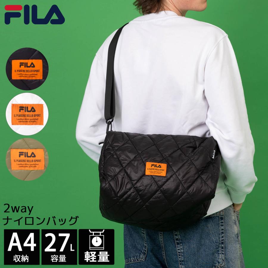 FILA フィラ ショルダーバッグ 2WAY メンズ ナイロンバッグ A4 14L 大容量 収納 斜め掛け 軽量 コンパクト キルティング 男女兼用 : Karlas カルラスヤフー店 ...
