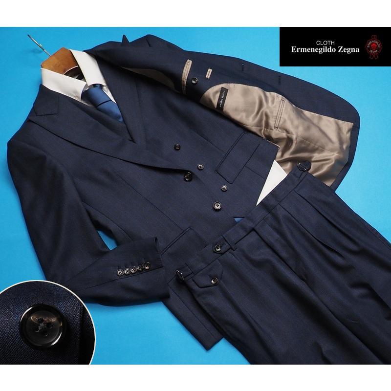 麻布テーラー 新品サンプル azabu tailor 秋冬『Ermenegildo Zegna ゼニア LOOP 伊製生地』スリーピーススーツ 46A(A5)紺 0729-103 ...