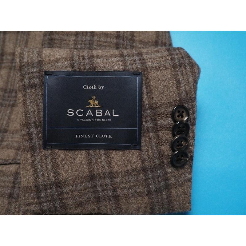 新品14.3万円 大手百貨店扱い 秋冬 日本製『Scabal スキャバル 英国製生地』ウールフランネル チェック柄 ジャケットAB6茶(E ...