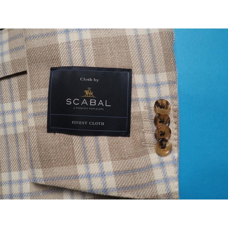 新品14.3万円 大手百貨店扱い 春秋冬 日本製『Scabal スキャバル 英国製生地』ウール100％ 織柄チェック ジャケットA6薄茶(D ...