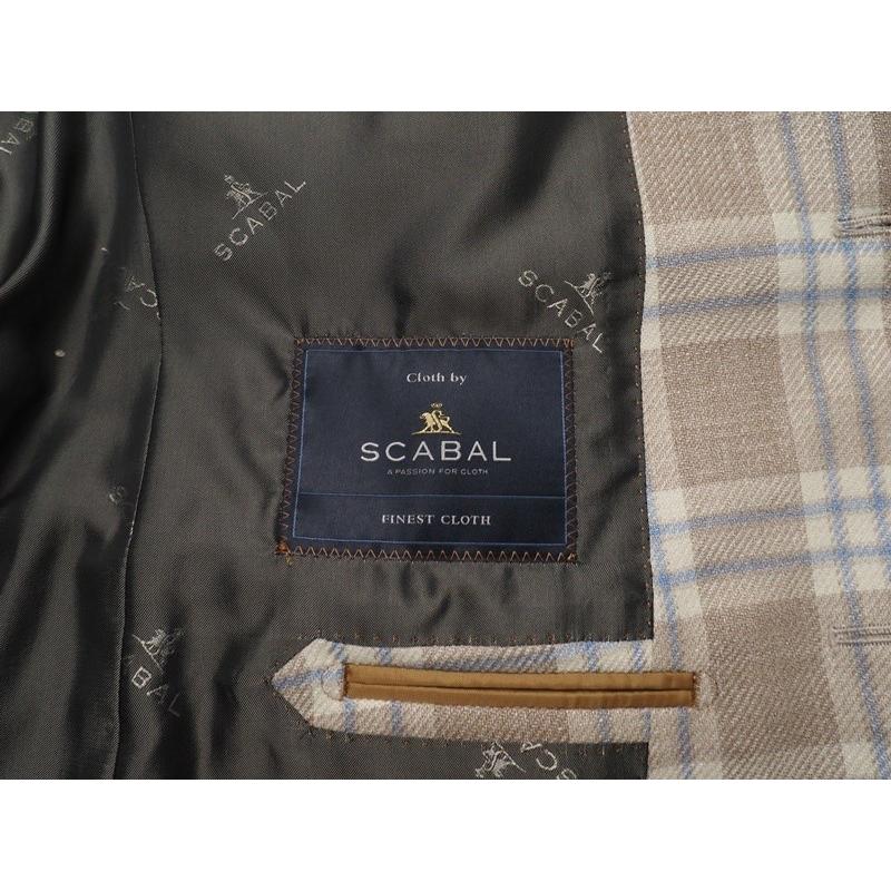 新品14.3万円 大手百貨店扱い 春秋冬 日本製『Scabal スキャバル 英国製生地』ウール100％ 織柄チェック ジャケットA6薄茶(D ...