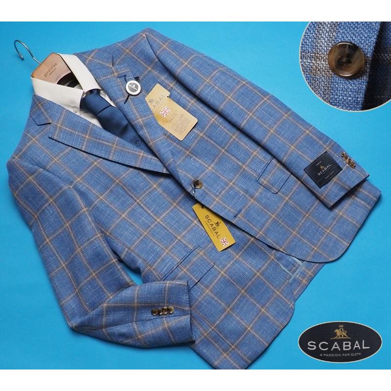 新品14.3万円 大手百貨店扱い 日本製『Scabal スキャバル 英国製生地』ウール100％ バスケット織 格子柄 ジャケットAB5青(F) 3750490 : Factory Outlet ...