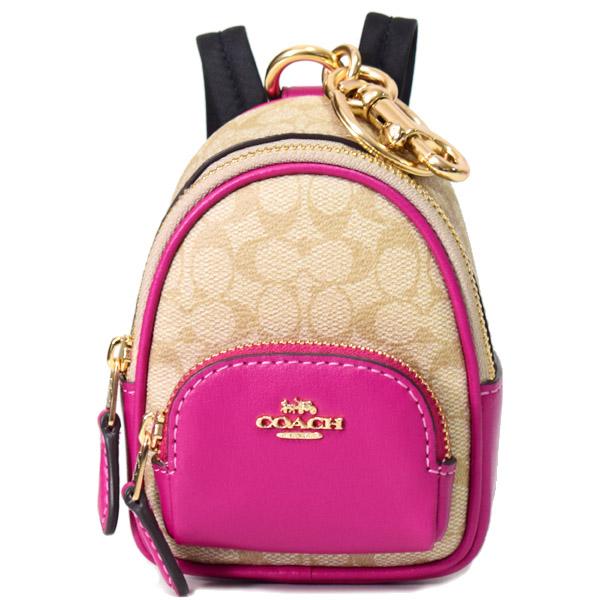 COACH コーチ キーホルダー コーティングキャンバス レザー シグネチャー リュックサック モチーフ ミニ ポーチ バッグチャーム カーキ ...