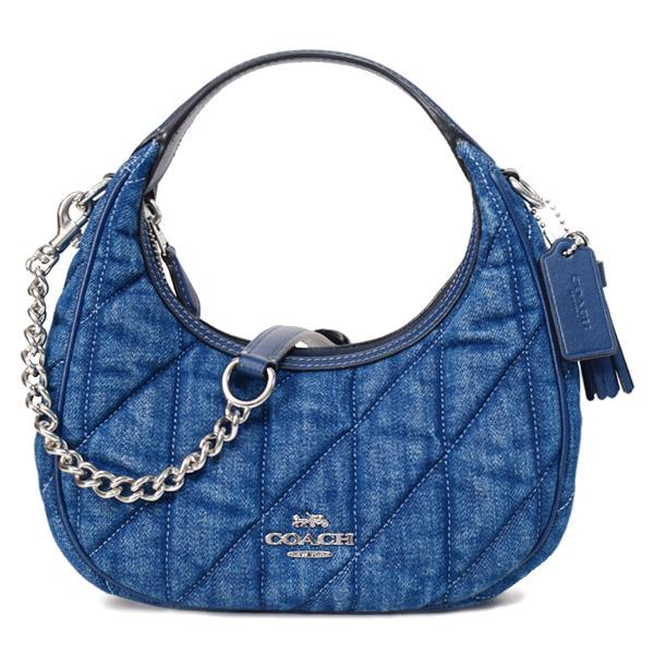 COACH（コーチ） バッグ デニム レザー 三日月型 キルティング カルメン ミニ 2way チェーン クロスボディ 斜め掛け ショルダー ...