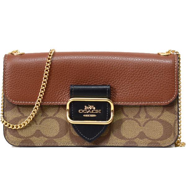 COACH コーチ バッグ コーティングキャンバス レザー シグネチャー モーガン クロスボディ カラーブロック スマホ チェーン ショルダー ...