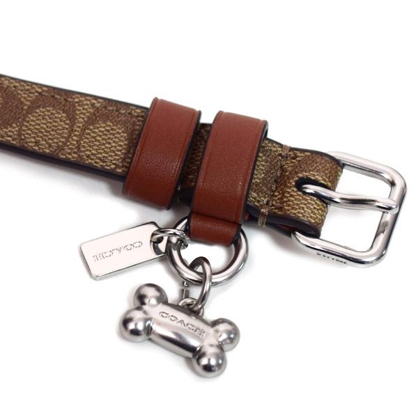 コーチ ペット用品 COACH コーティングキャンバス レザー シグネチャー スモール 骨型 チャーム ドッグカラー（犬の首輪）専用BOX付き ...