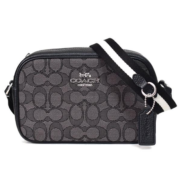 COACH コーチ バッグ ジャガード レザー シグネチャー ジェイミー ミニ カメラバッグ クロスボディー ショルダーバッグ スモーク× ...