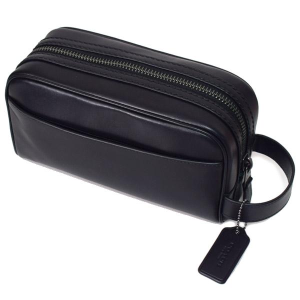 COACH コーチ メンズ バッグ レザー スモール トラベルキット セカンドバッグ ポーチ クラッチバッグ ブラック coach2522 ...