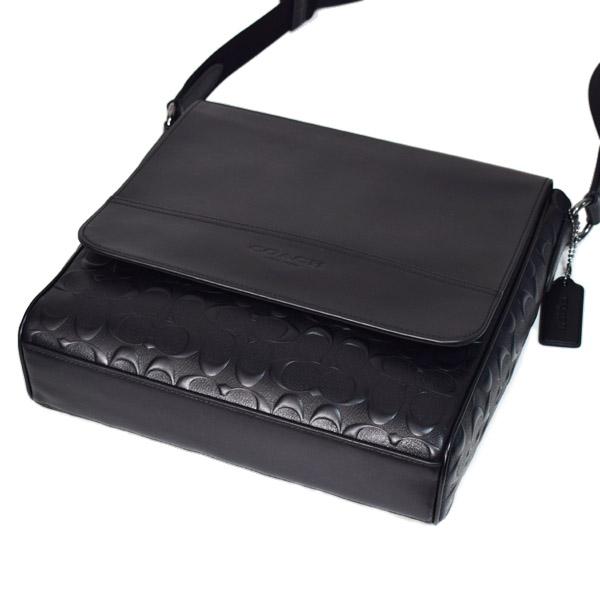 COACH（コーチ） メンズ バッグ スムースカーフレザー シグネチャー 型押し フラップ ヒューストン マップ クロスボディ 斜め掛け ...