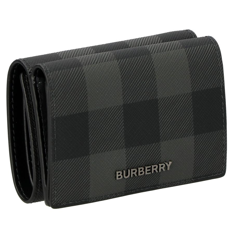 BURBERRY BURBERRY バーバリー 三つ折り財布 ミニ財布 財布 メンズ レディース アウトレット ブラック グレー レザー ボタン式 送料無料 8062606 A1208 ...