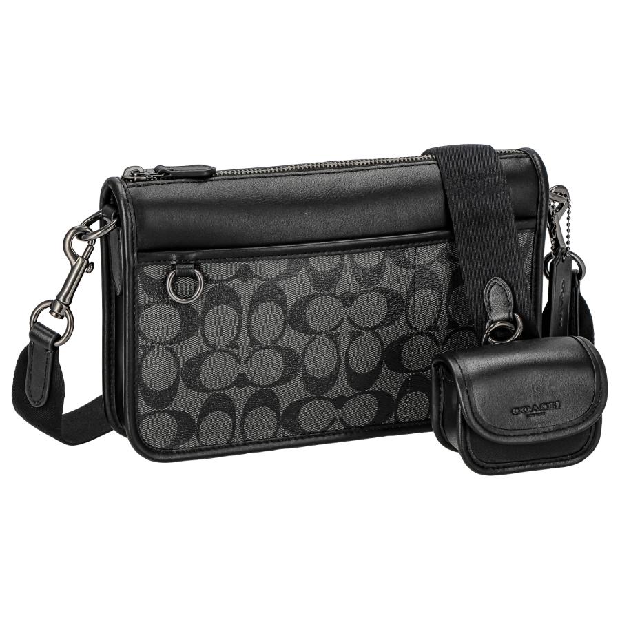 COACH コーチ ショルダーバッグ バッグ メンズ レディース アウトレット シグネチャー ブラック グレー レザー ファスナー式 送料無料 ...