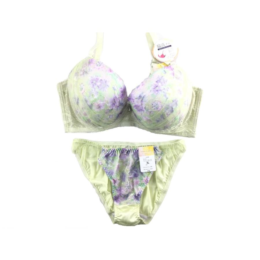 ブラジャーショーツセット 脇肉すっきり フローラルプリント G90/3L ミント : t1119 : アウトレットン - 通販 - Yahoo!ショッピング