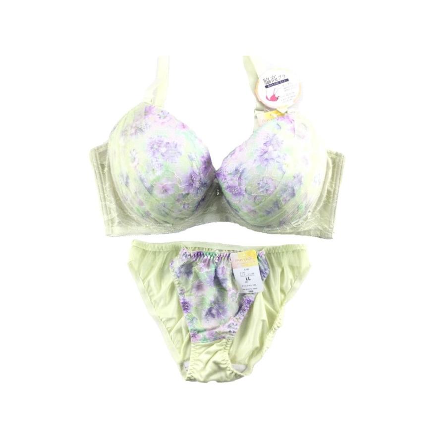 ブラジャーショーツセット 脇肉すっきり フローラルプリント H85/LL ミント : t1120 : アウトレットン - 通販 - Yahoo!ショッピング