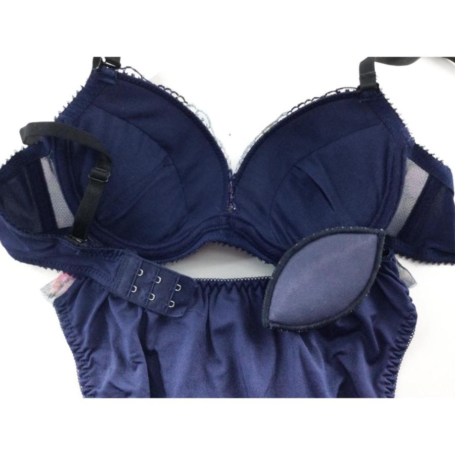 ブラジャーショーツセット 小花プリントレース B70/M ネイビー : アウトレットン - 通販 - Yahoo!ショッピング