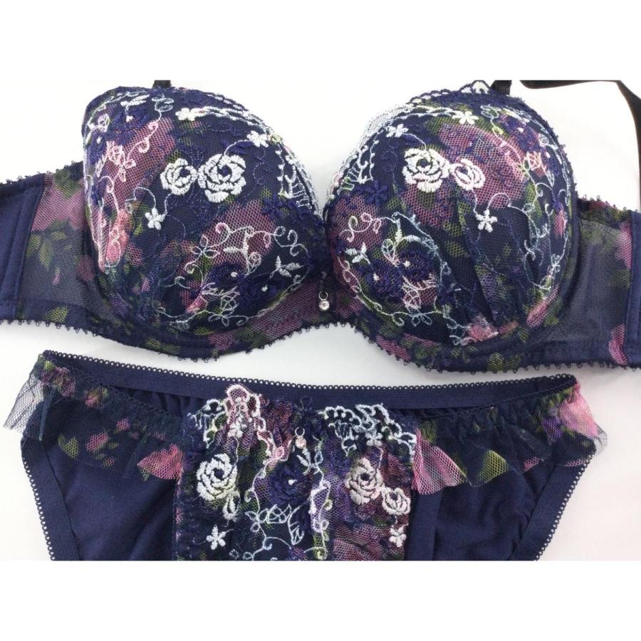 ブラジャーショーツセット 小花プリントレース H75/L ネイビー : アウトレットン - 通販 - Yahoo!ショッピング