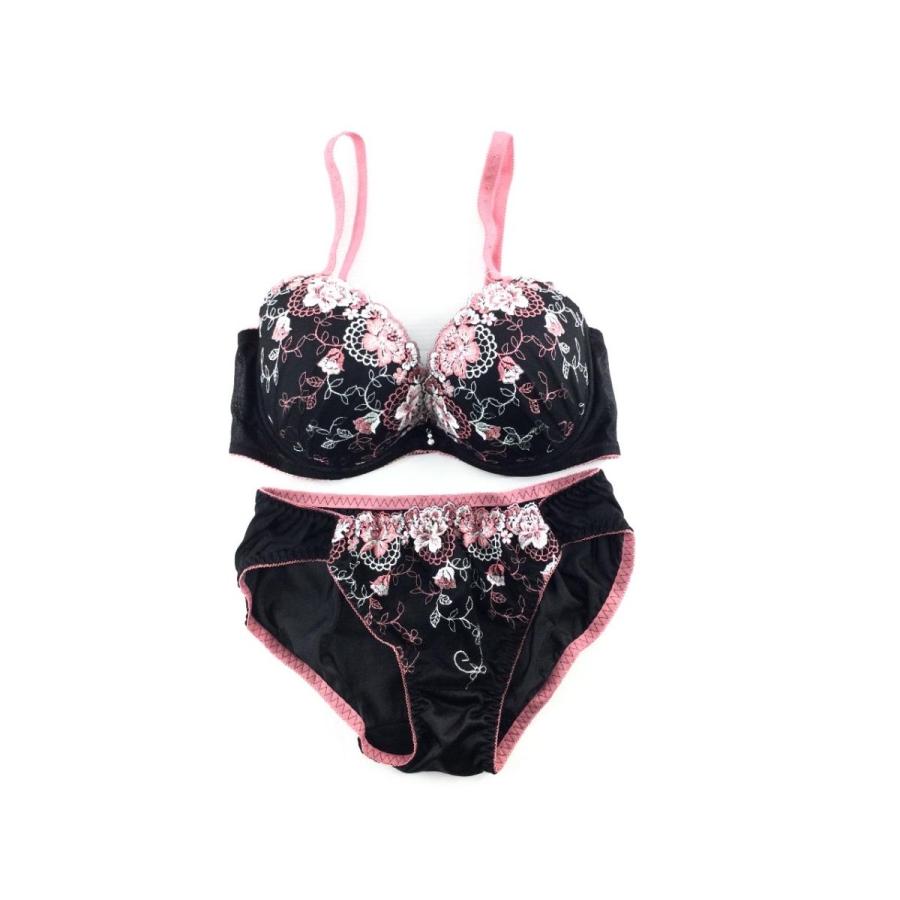 ブラジャーショーツセット フェミニンフラワーレース E70/M ブラック : アウトレットン - 通販 - Yahoo!ショッピング