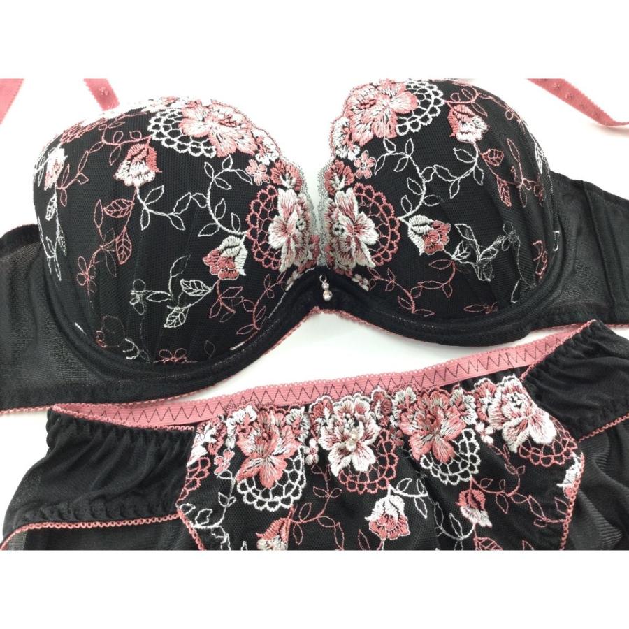 ブラジャーショーツセット フェミニンフラワーレース E70/M ブラック : アウトレットン - 通販 - Yahoo!ショッピング