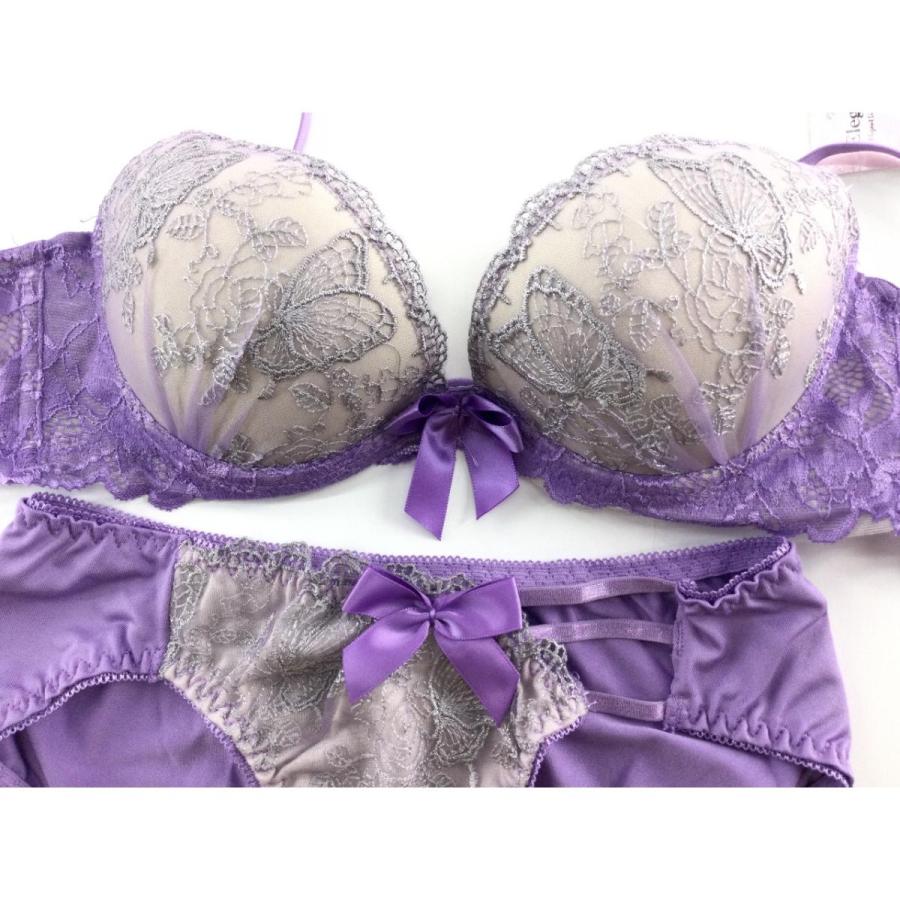 ブラジャーショーツセット 脇肉すっきり コケティッシュフェアーリルレース E80/L パープル : アウトレットン - 通販 - Yahoo!ショッピング