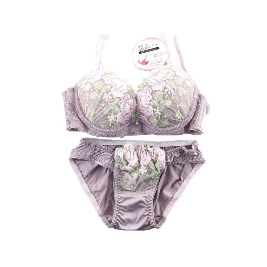 ブラジャーショーツセット 脇肉すっきり クラシカル風 ガーデンレース 大きいサイズ F75/L パープル : t1278 : アウトレットン - 通販 - Yahoo!ショッピング
