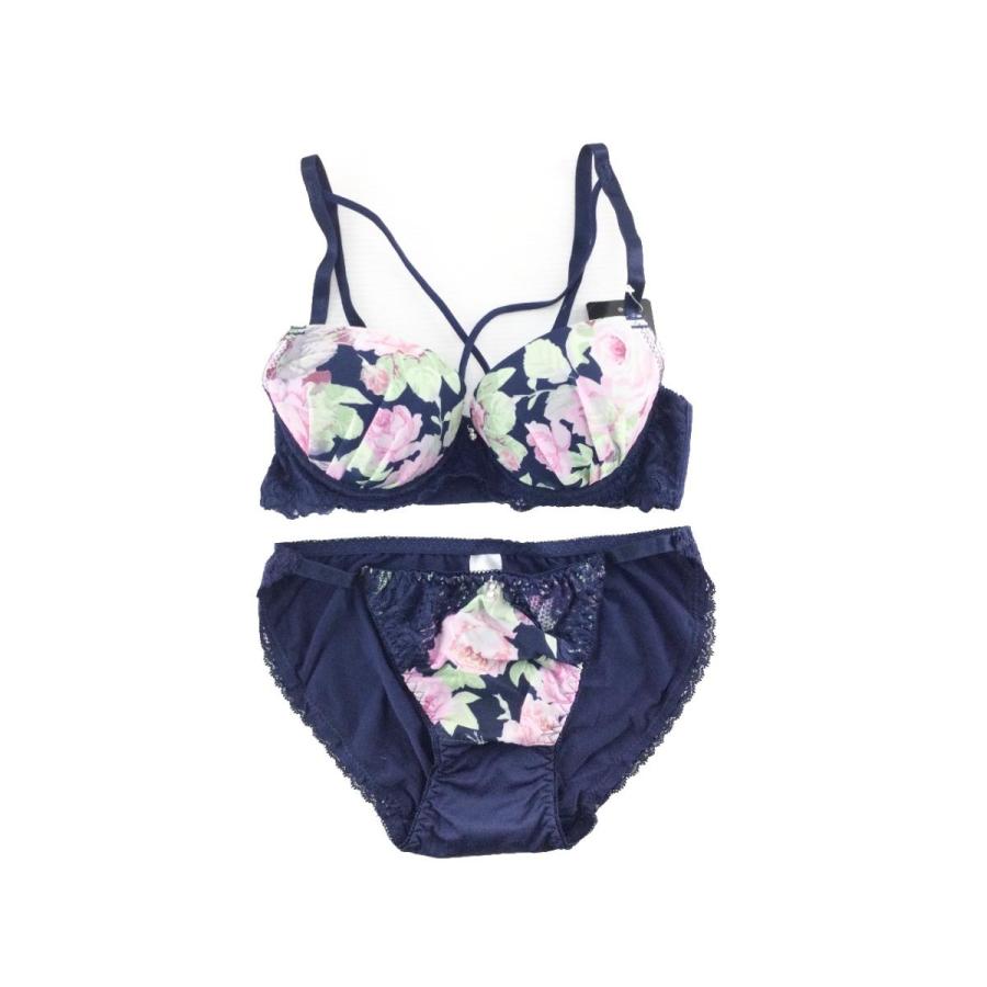 ブラジャーショーツセット フラワーシフォンプリントxストリングデザイン A65/M ネイビー 送料250円 : u679 : アウトレットン - 通販 - Yahoo!ショッピング