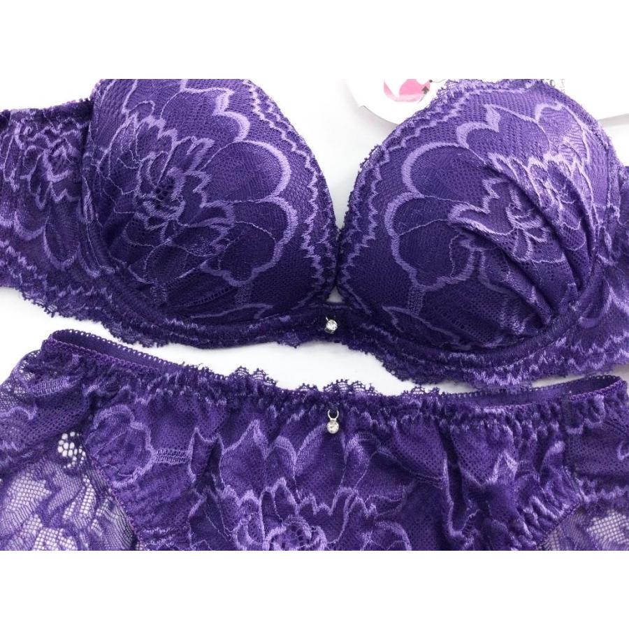 ブラジャーショーツセット 総レース フローラ 大きいサイズ F70/M パープル 送料250円 : u745 : アウトレットン - 通販 - Yahoo!ショッピング