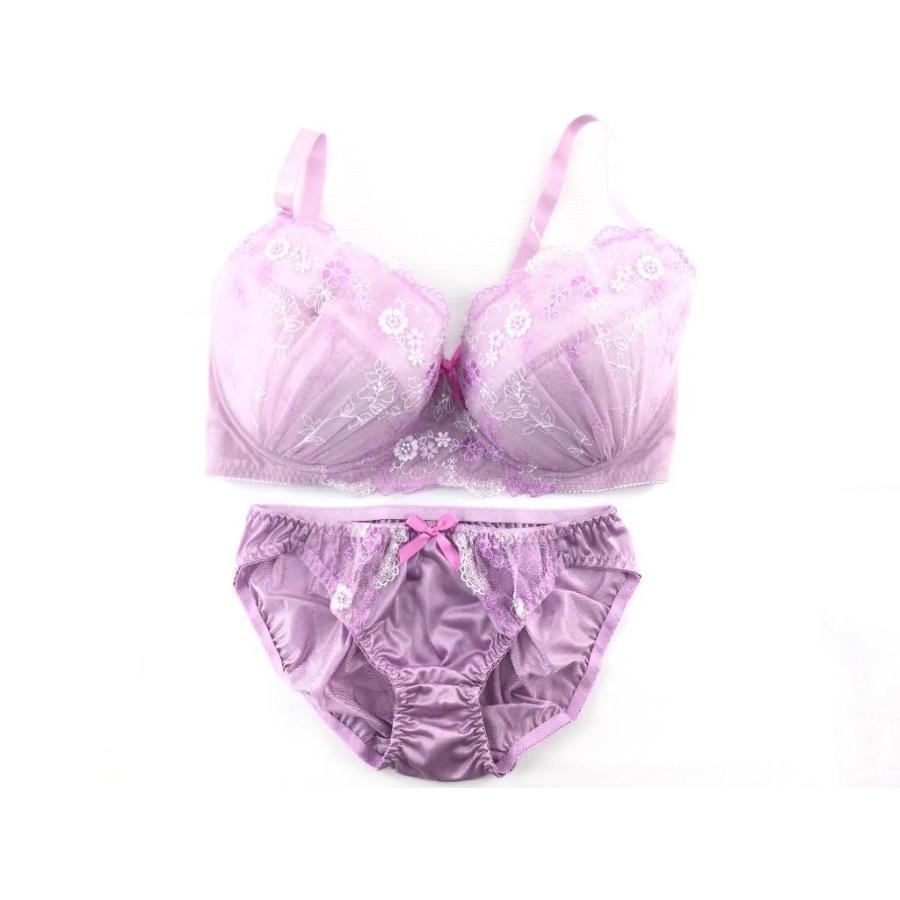 ブラジャー ショーツセット コスモス風 レース 大きいサイズ F85/LL パープル 送料250円 : u875 : アウトレットン - 通販 - Yahoo!ショッピング