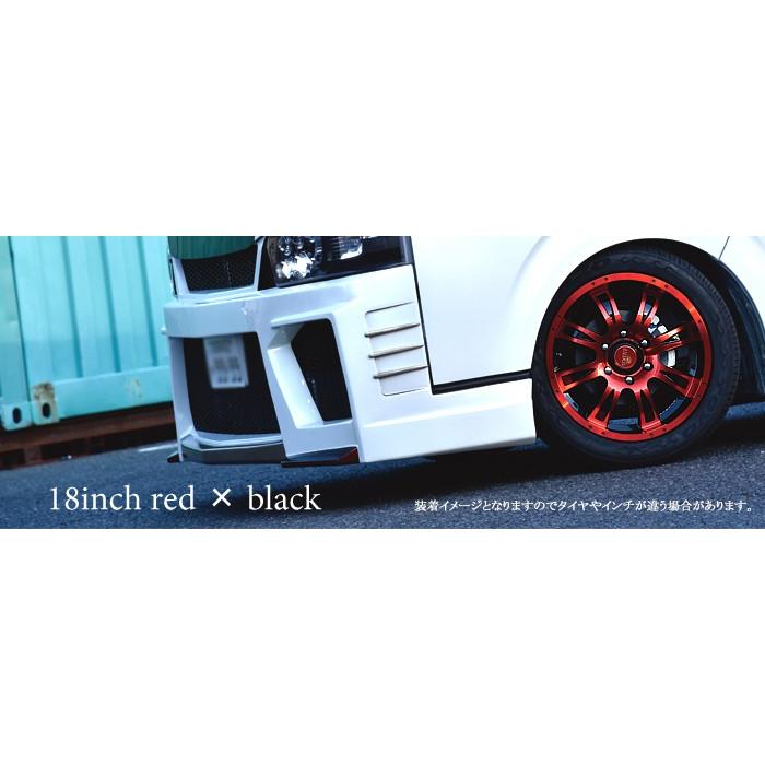 ハイエース サマータイヤ ホイール 4本セット HELIOS HS-08 ブラック×レッド 16inch 6.5J 6穴139mm +35 グッドイヤー NASCAR（ナスカー） 215/65 ...