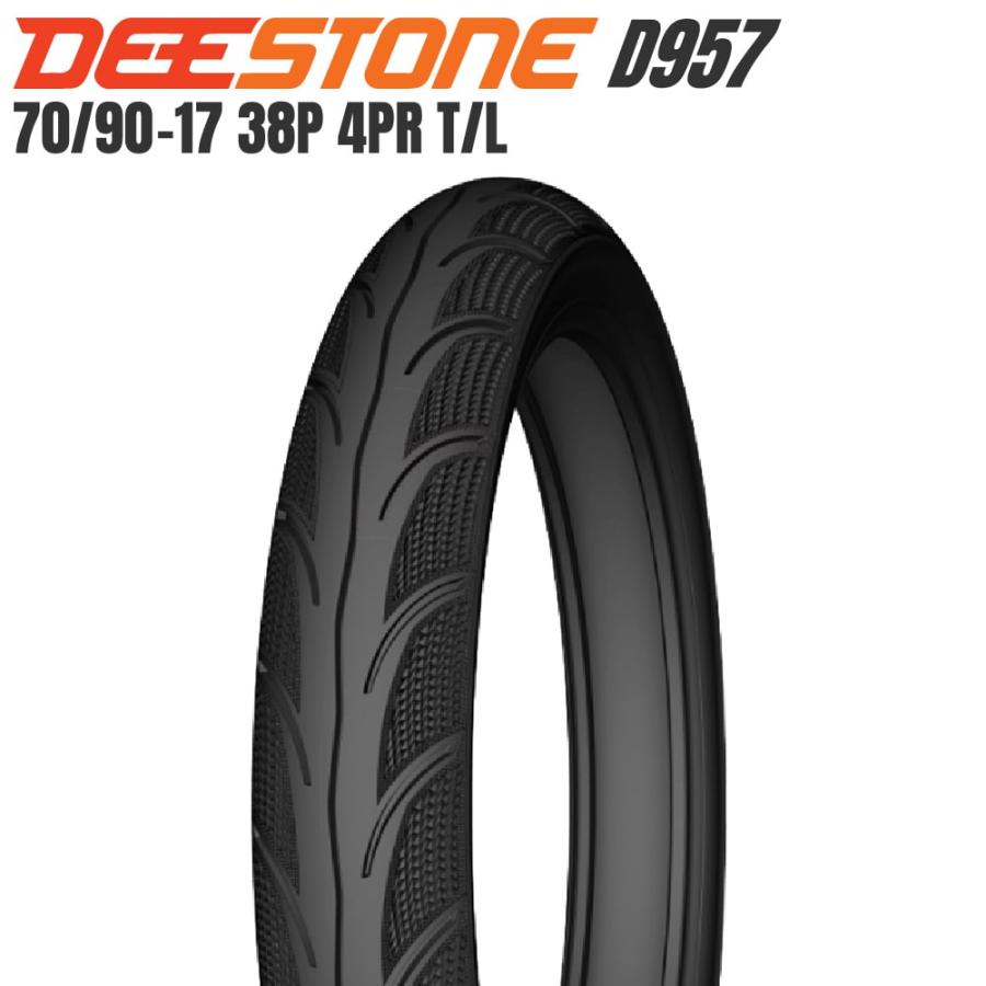 DEESTONE(ディーストーン)二輪用 ドライ＆ウエットタイヤ D957 70/90-17 4PR チューブレス（TL）前後兼用 : アウト ...