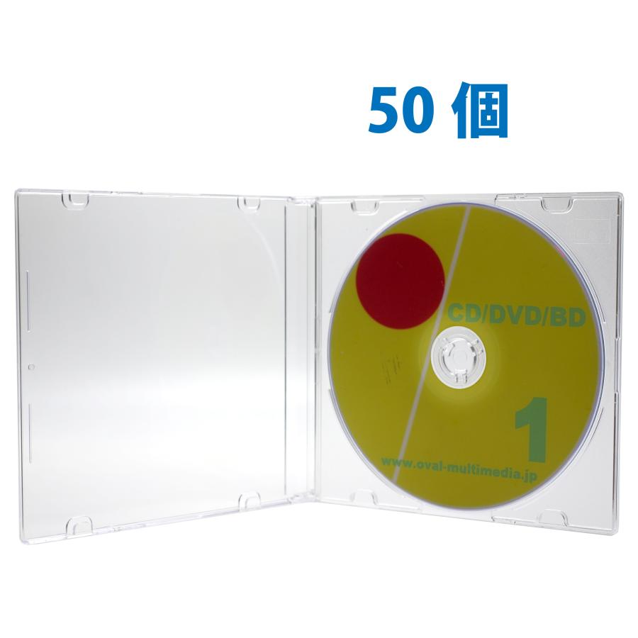 スリムCD/DVD/BDケース 1枚収納×50枚セット 厚さ約5mm薄型タイプ クリア オーバルマルチメディア(OvalMultimedia ...