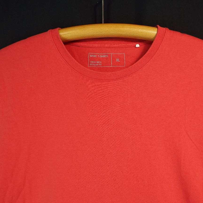 ジーユー 【肩幅43cm】 無地Tシャツ GU 丸首 BASIC レギュラーフィット 半袖Tシャツ XLサイズ レッドピンク 綿100%【湘南 ...