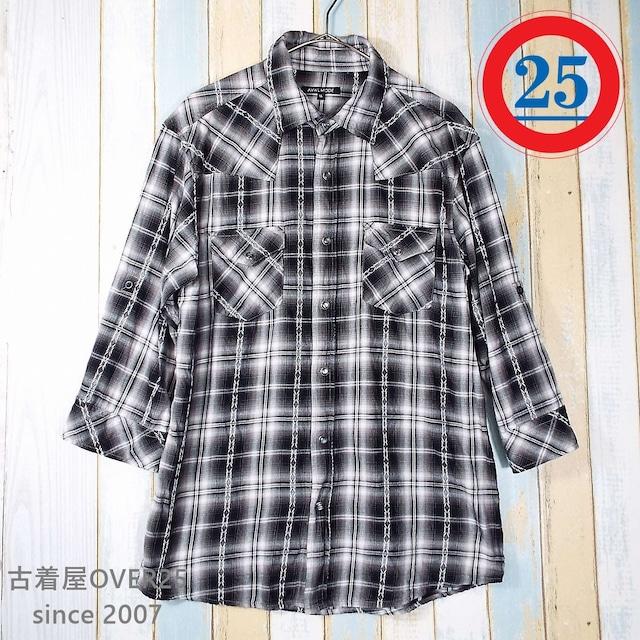 【ウエスタンシャツ】AVAIL MODE チェック柄 胸ポケ 6分丈 長袖シャツ ホワイト・ブラック・ブラウン白黒茶 LLサイズ【湘南倉庫】ユニセックス古着 : メンズブランド服を買うなら古着 ...