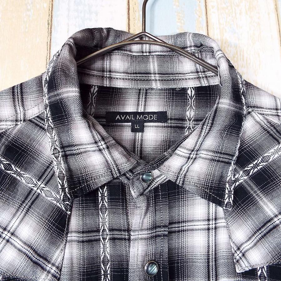 【ウエスタンシャツ】AVAIL MODE チェック柄 胸ポケ 6分丈 長袖シャツ ホワイト・ブラック・ブラウン白黒茶 LLサイズ【湘南倉庫】ユニセックス古着 : メンズブランド服を買うなら古着 ...