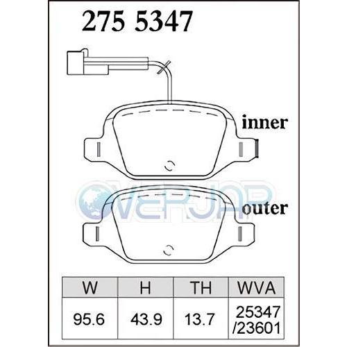 DIXCEL P2755347 Premium ブレーキパッド リヤ用 FIAT 500/500C/500S 312141/312142 ...