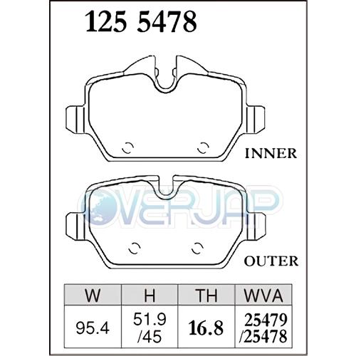 DIXCEL M1213984 / 1255478 Mタイプ ブレーキパッド 1台分セット BMW MINI CROSSOVER(R60) ZC16/ZC16A 2011/1〜 COOPER ...
