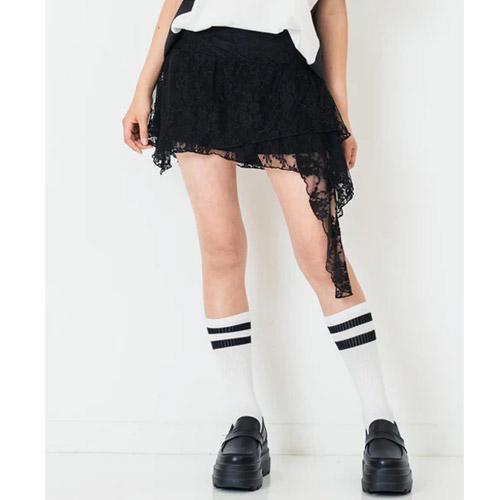 ANAP GiRL アナップ ガール 子ども服 135cm-165cm GIRL ランダム ヘムレース スカート ブラック 2025春夏 XS(135-145)/S(145-155)/M ...