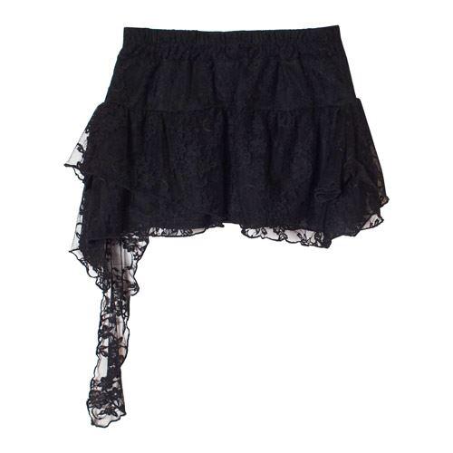 ANAP GiRL アナップ ガール 子ども服 135cm-165cm GIRL ランダム ヘムレース スカート ブラック 2025春夏 XS(135-145)/S(145-155)/M ...